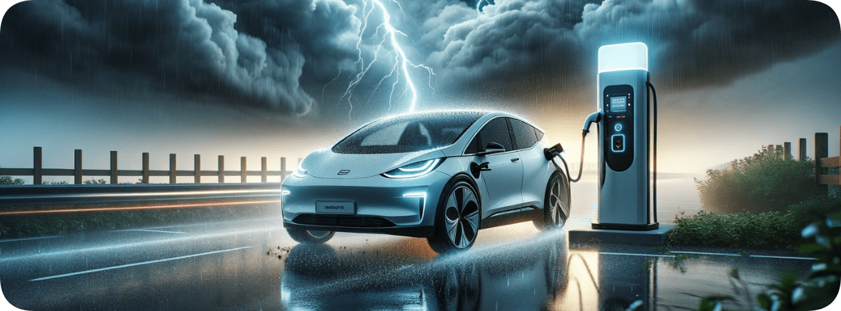 Ladda elbil vid åska och regn: Går det? | Laddningsbox.se